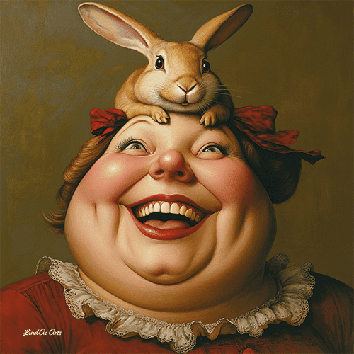Jolly Big Lady with Rabbit - Jolly Wrinkles