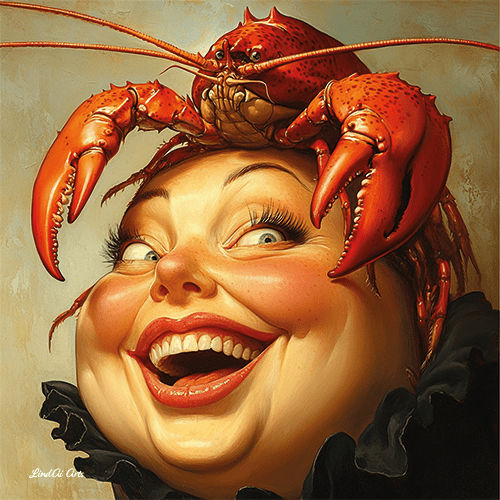 Jolly Big Lady with Lobster - Jolly Wrinkles
