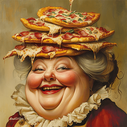 Jolly Big Lady with Pizza - Jolly Wrinkles
