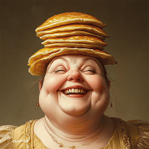 Jolly Big Lady with Pancake Mini canvasdoek 20 x 20 cm - Jolly Wrinkles