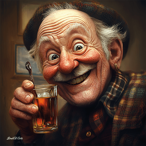 Jolly Wrinkles Wenskaart Old Man and His Drink - Jolly Wrinkles