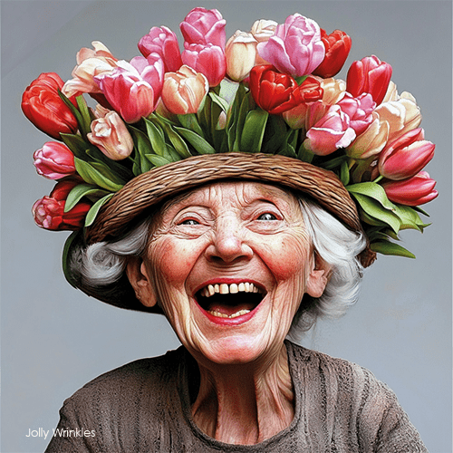 Lady With Tuliphat - Mini Canvasdoekjes 20 x 20 cm - Jolly Wrinkles