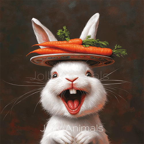 Jolly Animals Wenskaart - Rabbit and Carrots - Jolly Wrinkles